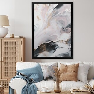 Designart "White And Grey Ripples Of Stone Ii" Abstract Marble Framed Wall Art Prints - Bed Bath ...